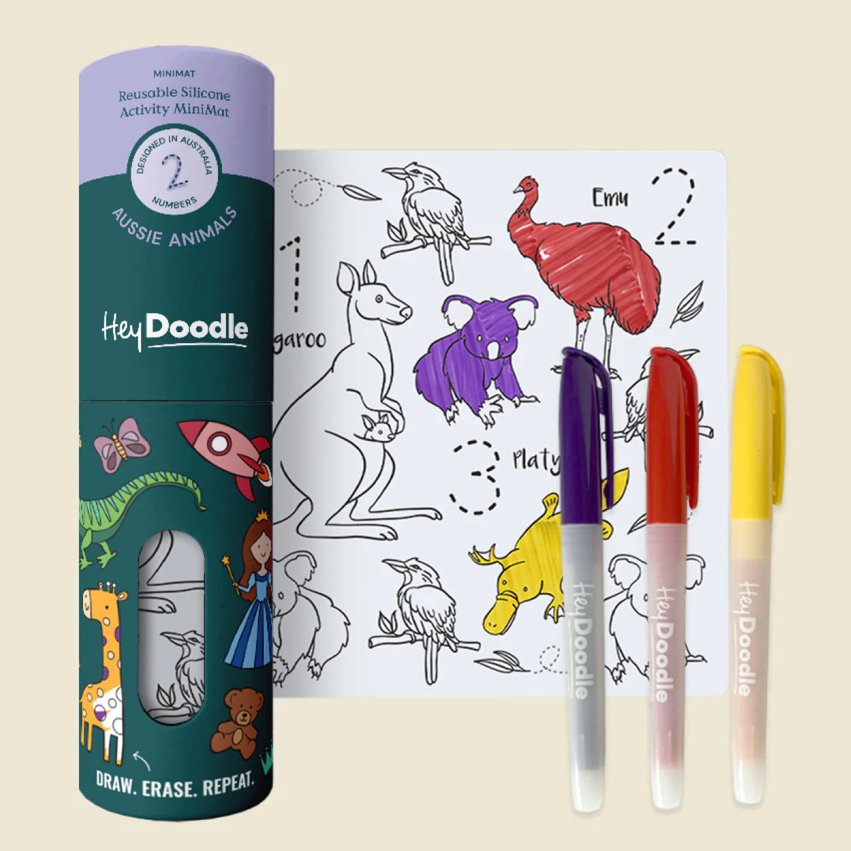 Hey Doodle | Aussie Animals Mini Colouring & Doodle Mat — Delightful ...