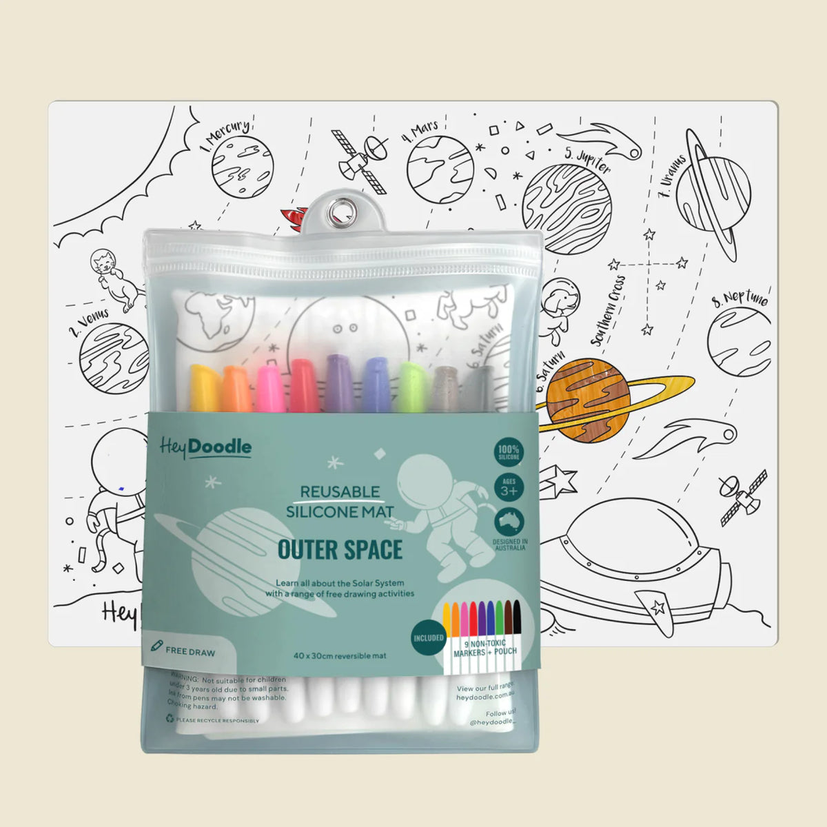 Hey Doodle | Outer Space Classic Colouring & Doodle Mat — Delightful ...