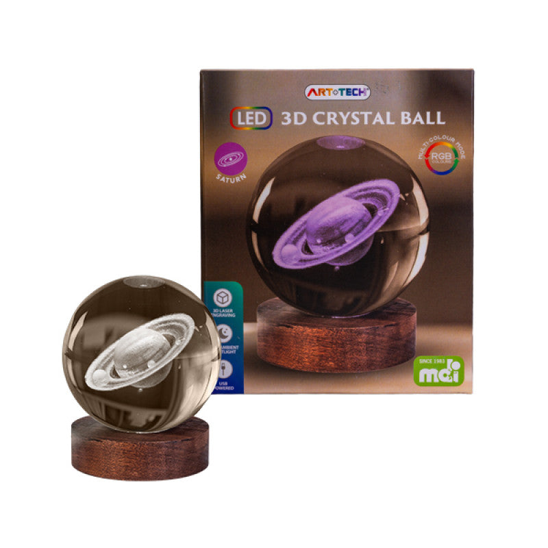 Saturn 3D Crystal Ball Lamp — Delightful Rainglow