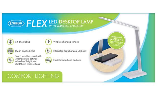 Triumph | Flex LED Desktop Lamp w/ Wireless Charger — Delightful Rainglow