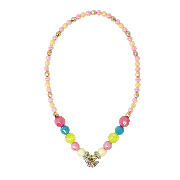 Pink Poppy | Necklace - Rhinestone with Butterfly — Delightful Rainglow
